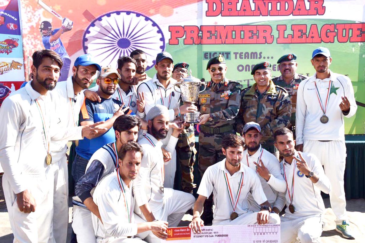 Dignitaries presenting trophy of Dhanidar Premier Cricket League to the ...