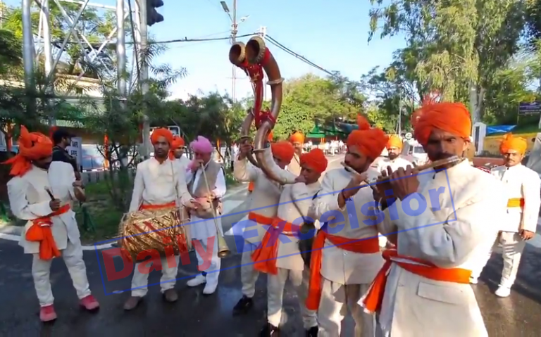 Dogri folk singers performing outside the Civil Secretariat on the ...