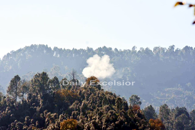 A mortar shell explodes on LoC in Krishna Ghati sector of Poonch ...