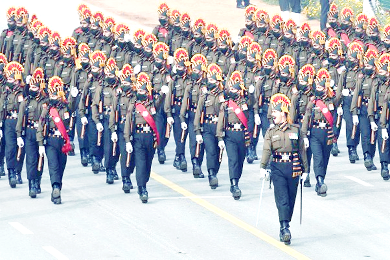 J&K Rifles contingent at Rajpath during the full dress rehearsal for ...