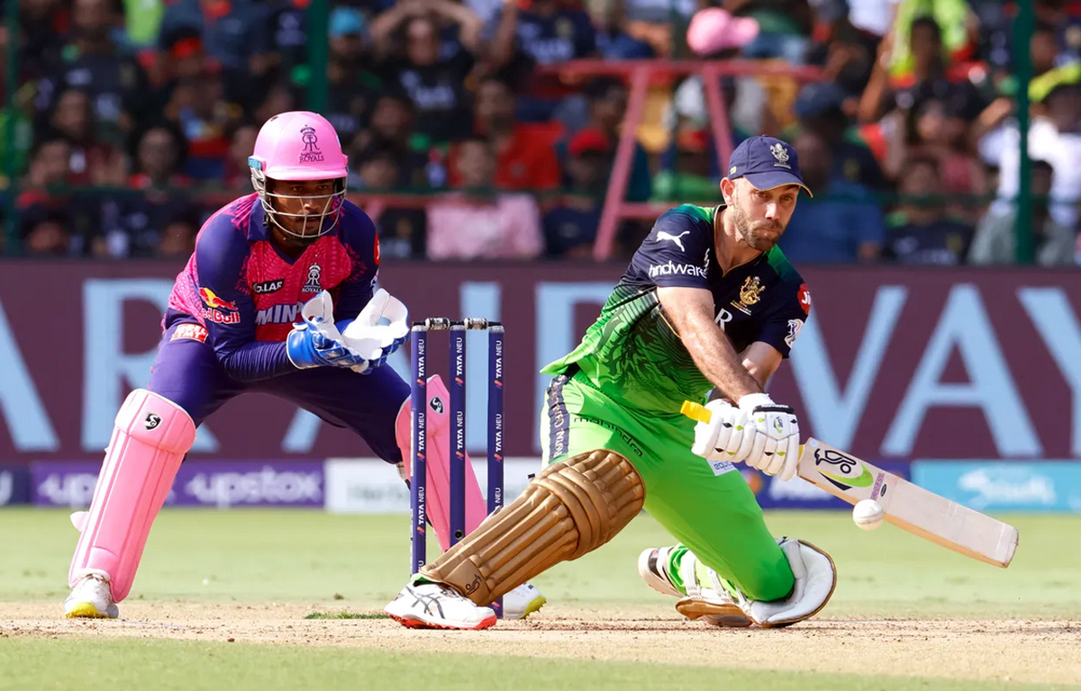 Glenn Maxwell playing a shot during his score of 77 runs against ...