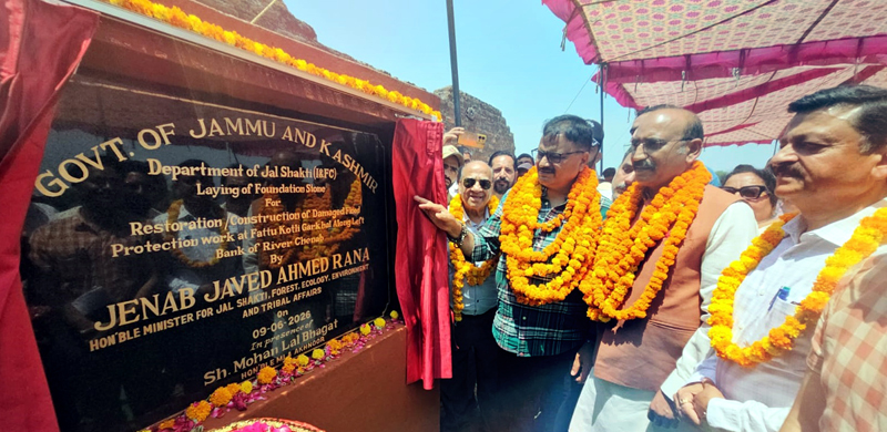 Rana lays foundation for flood protection works, inspects damaged Tawi ...